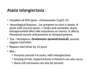 Approach to ataxia, how to diff b/w cerebellar and sensory, types ...