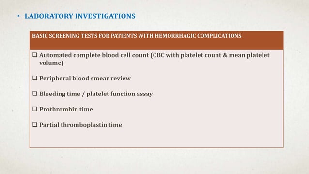 APPROACH TO BLEEDING DISORDERS/PLATELET DISORDERS.pptx | Blood ...