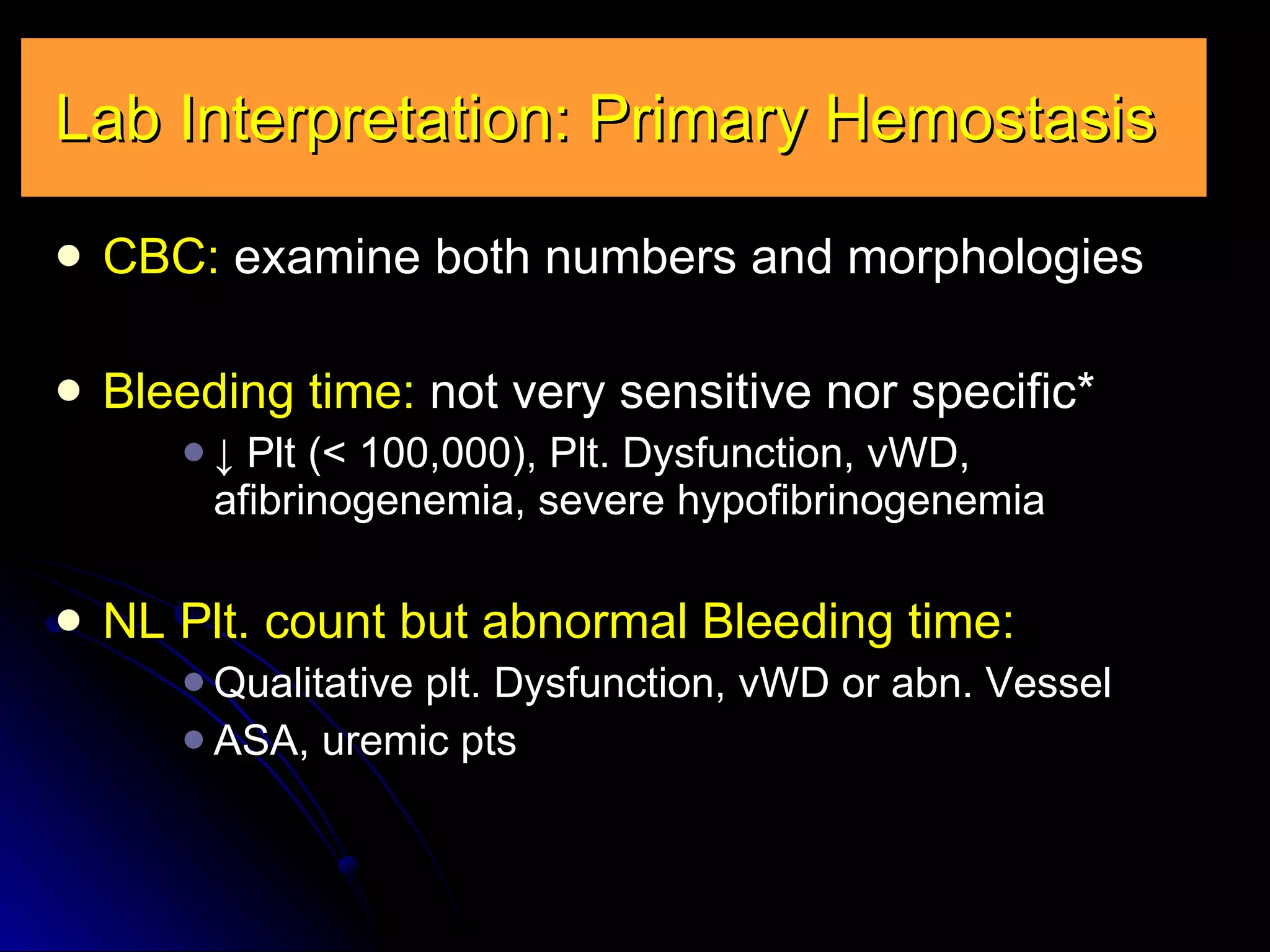 Approach to bleeding disorders and acute anemia | PPT