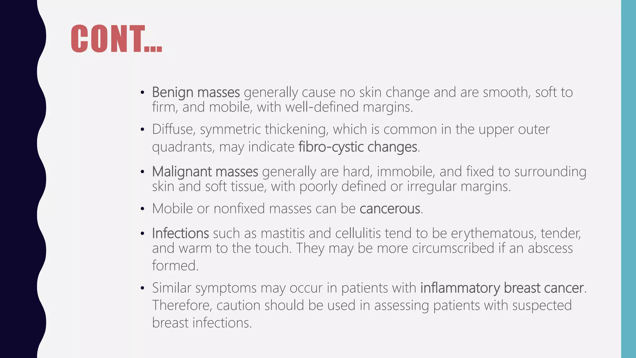 Approach to breast lump pain, nipple discharge | PPTX