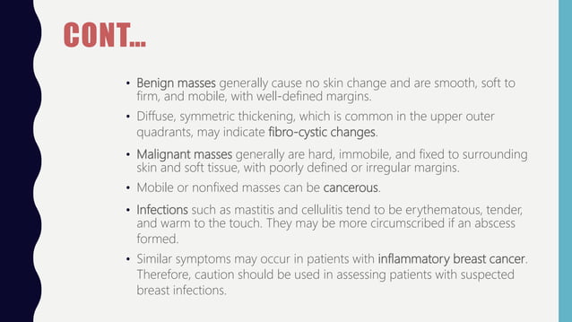 Approach to breast lump pain, nipple discharge | PPTX | Menopause ...