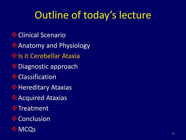Approach to cerebellar ataxia | PPT | Brain and Nervous System ...