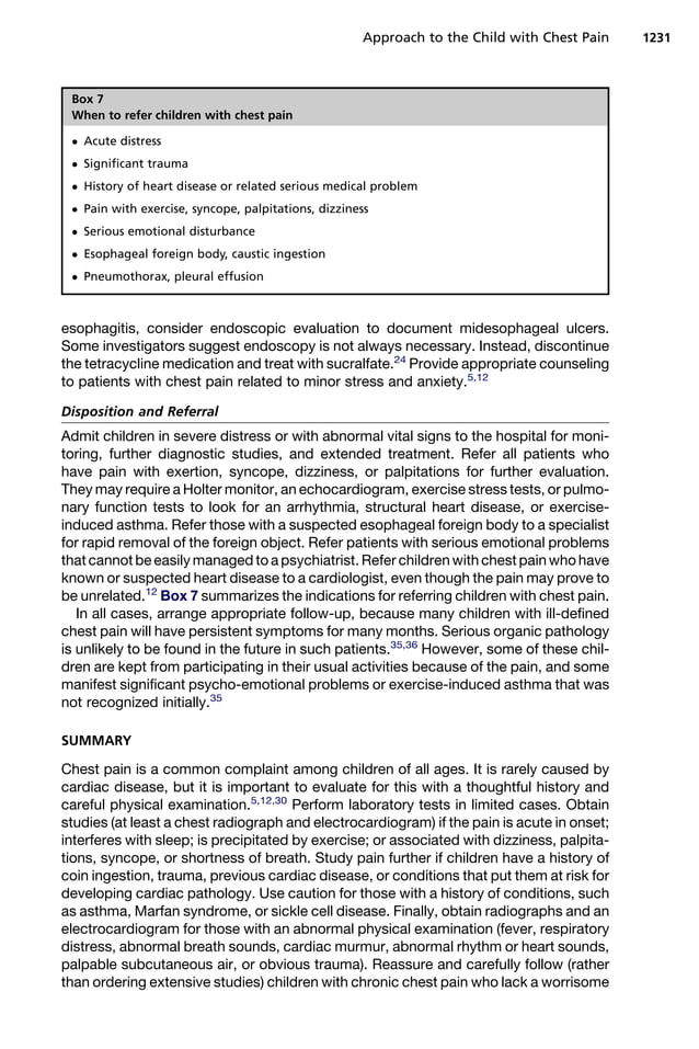 Approach to Chest Pain in Children | PDF
