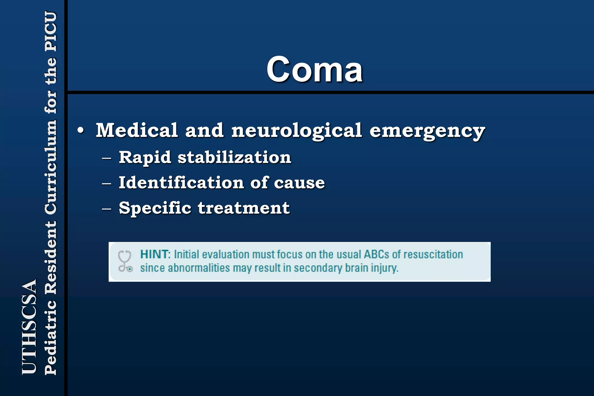 Approach to child with coma | PPTX
