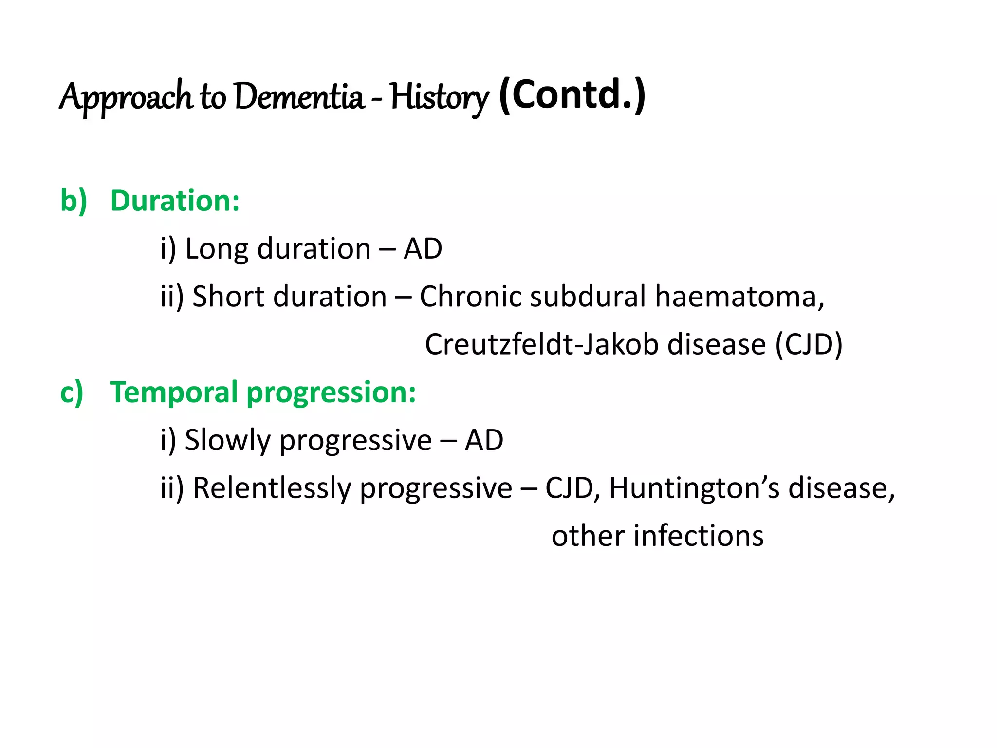 Approach to dementia | PPTX