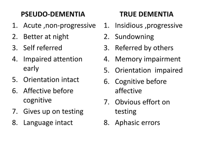 Approach to a case of dementia | PPT