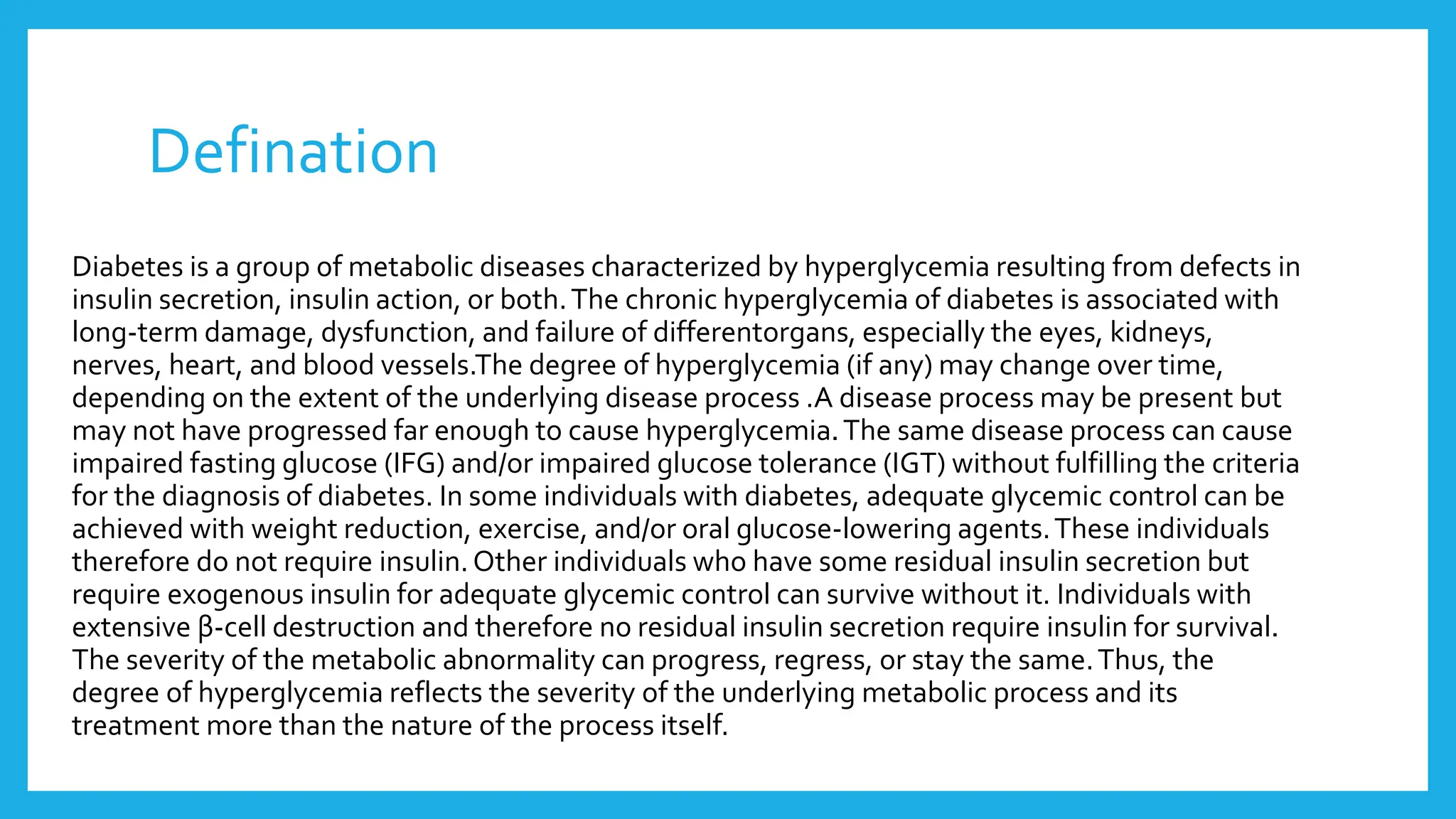 Types, classification, causes and management of diabetes | PPTX