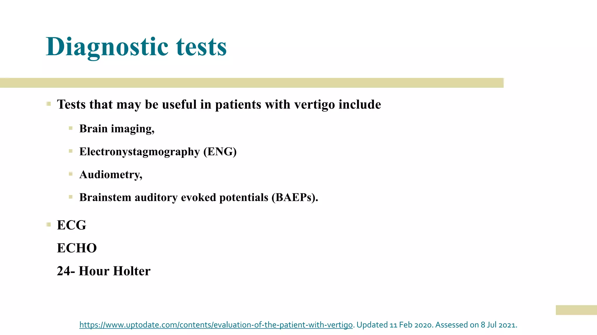 Approach to evaluation and management of acute vertigo | PPTX