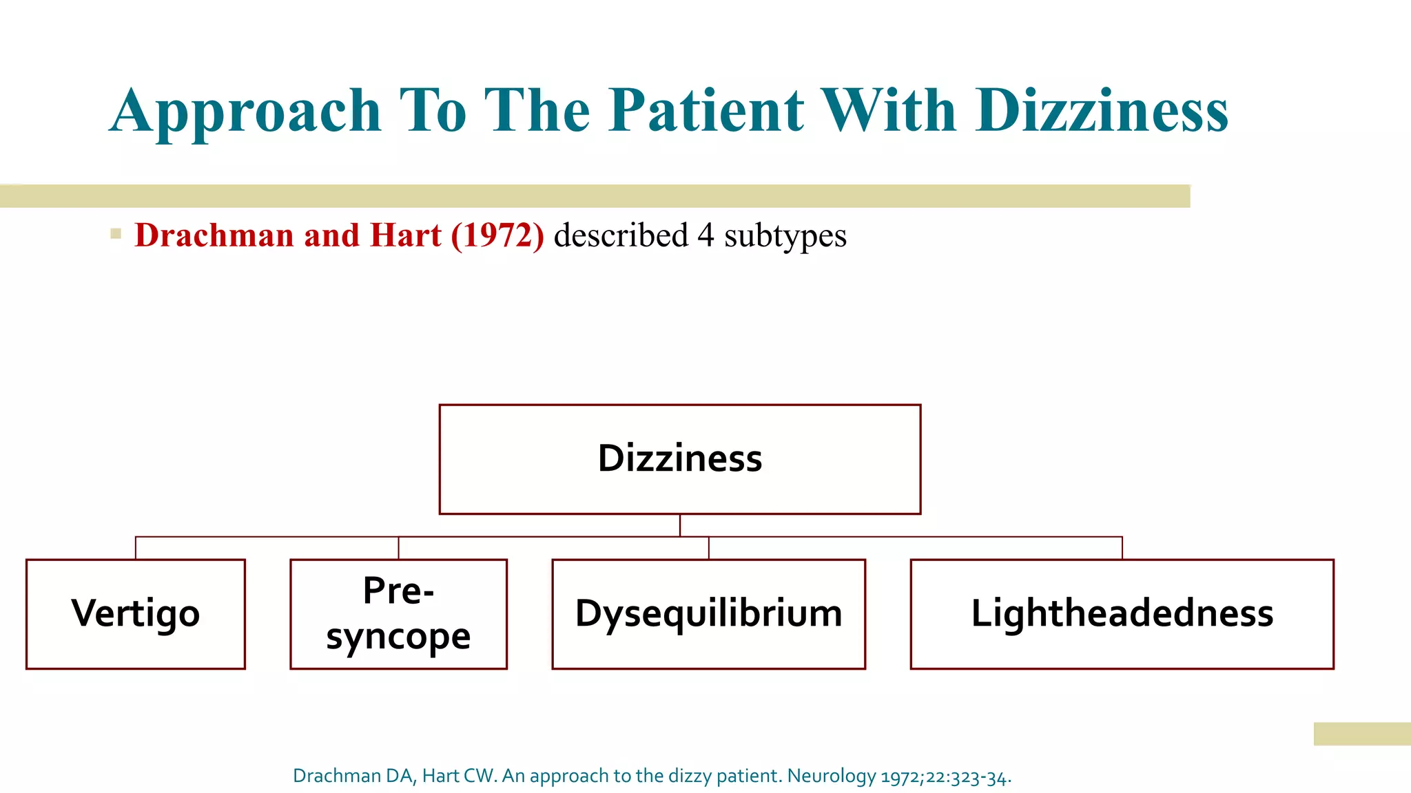 Approach to evaluation and management of acute vertigo | PPTX