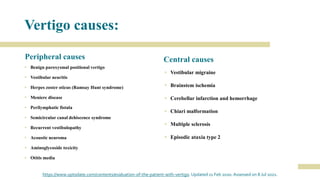 Approach to evaluation and management of acute vertigo | PPTX
