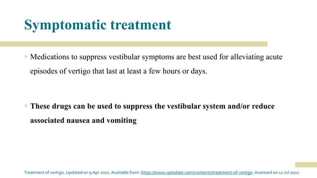 Approach to evaluation and management of acute vertigo | PPTX | Brain ...