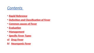 Approach to fevers and management ..pptx