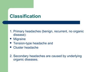 Approach to headache | PPT