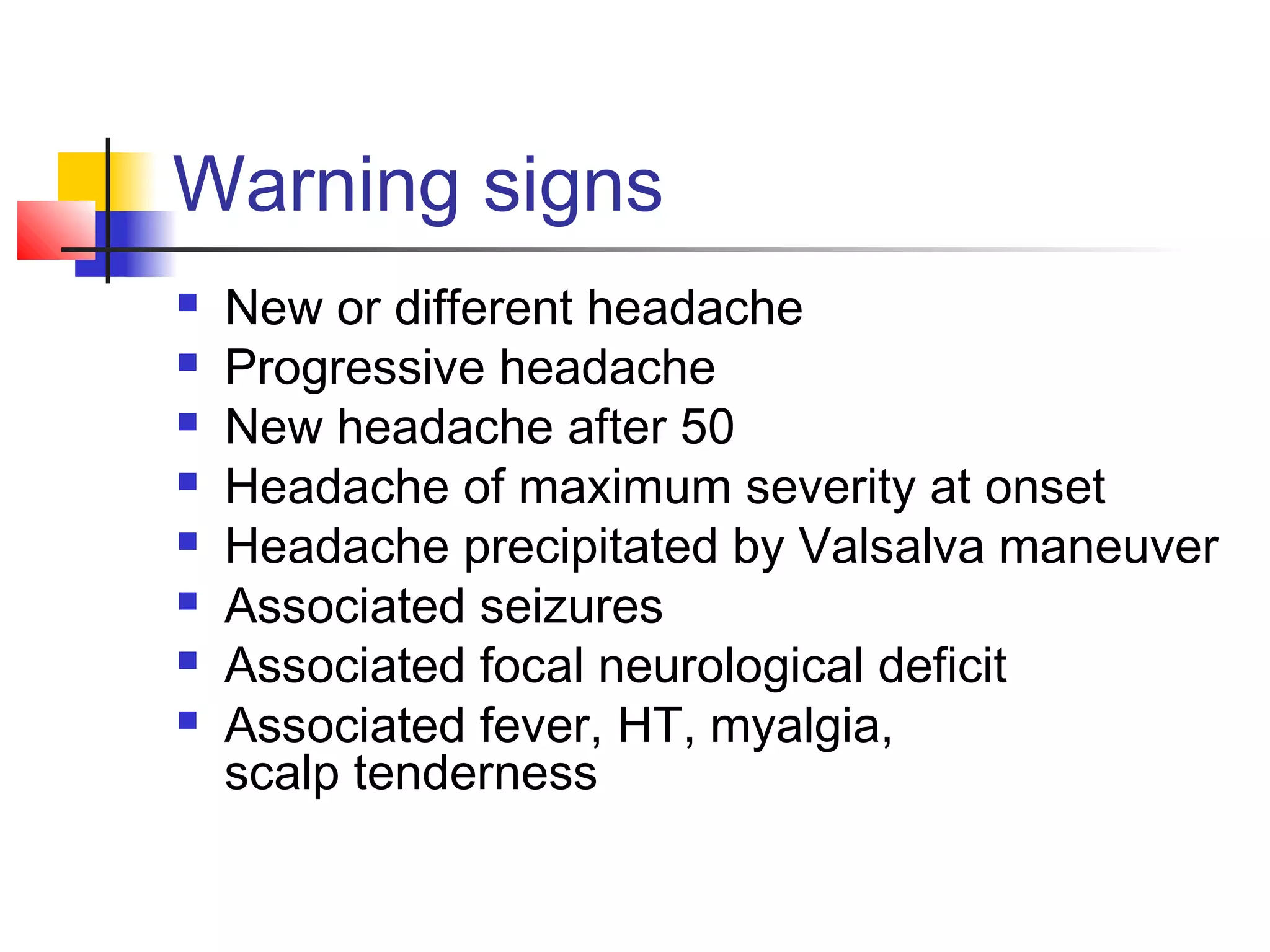 Approach to headache | PPT | Ear, Nose and Throat Conditions | Diseases ...