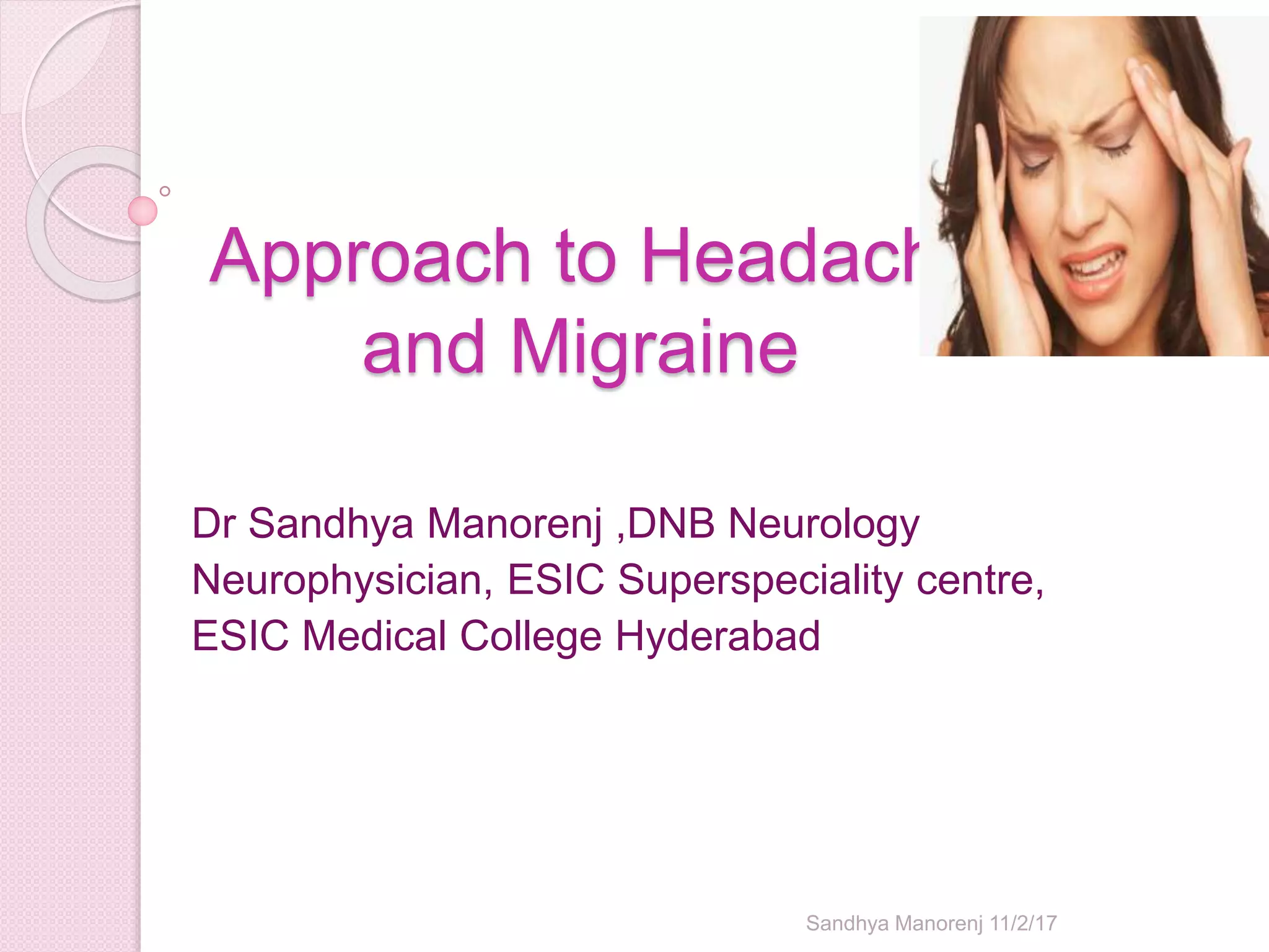 Approach to headache | PPT