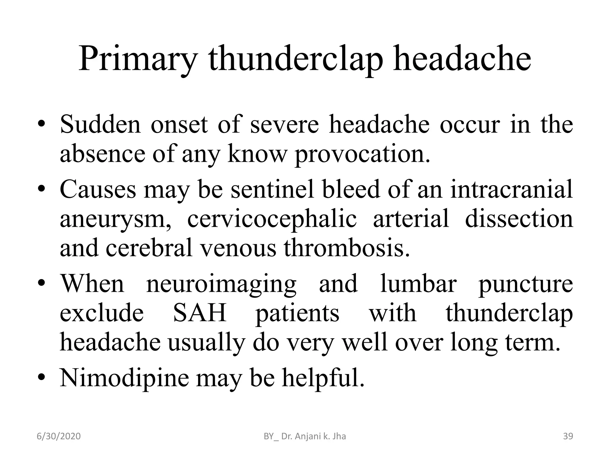 Approach to headache | PPT