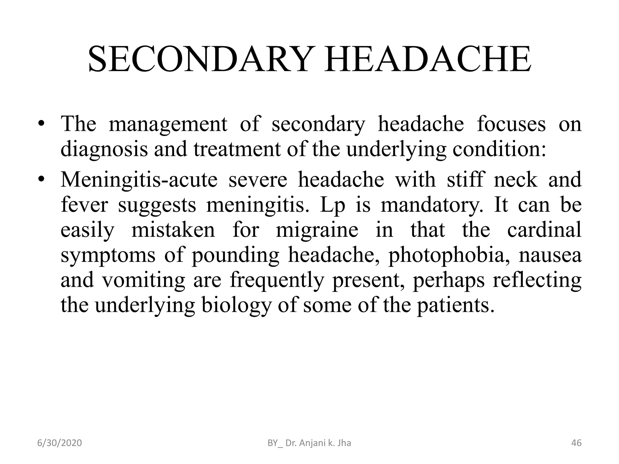 Approach to headache | PPT