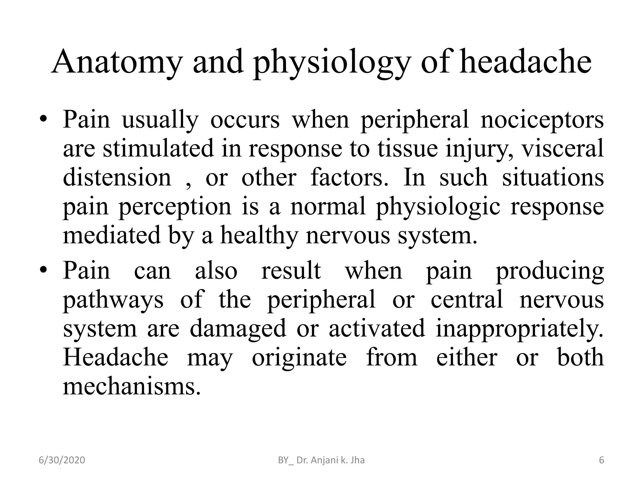 Approach to headache | PPT