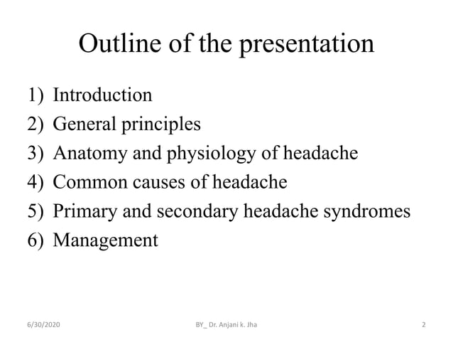Approach to headache | PPT