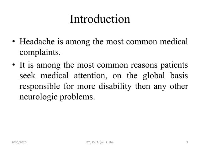 Approach to headache | PPT