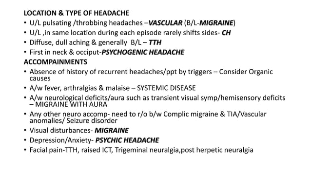 APPROACH TO HEADACHE powerpoint presentation | PPTX
