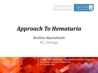 Approach to hematuria | PPTX