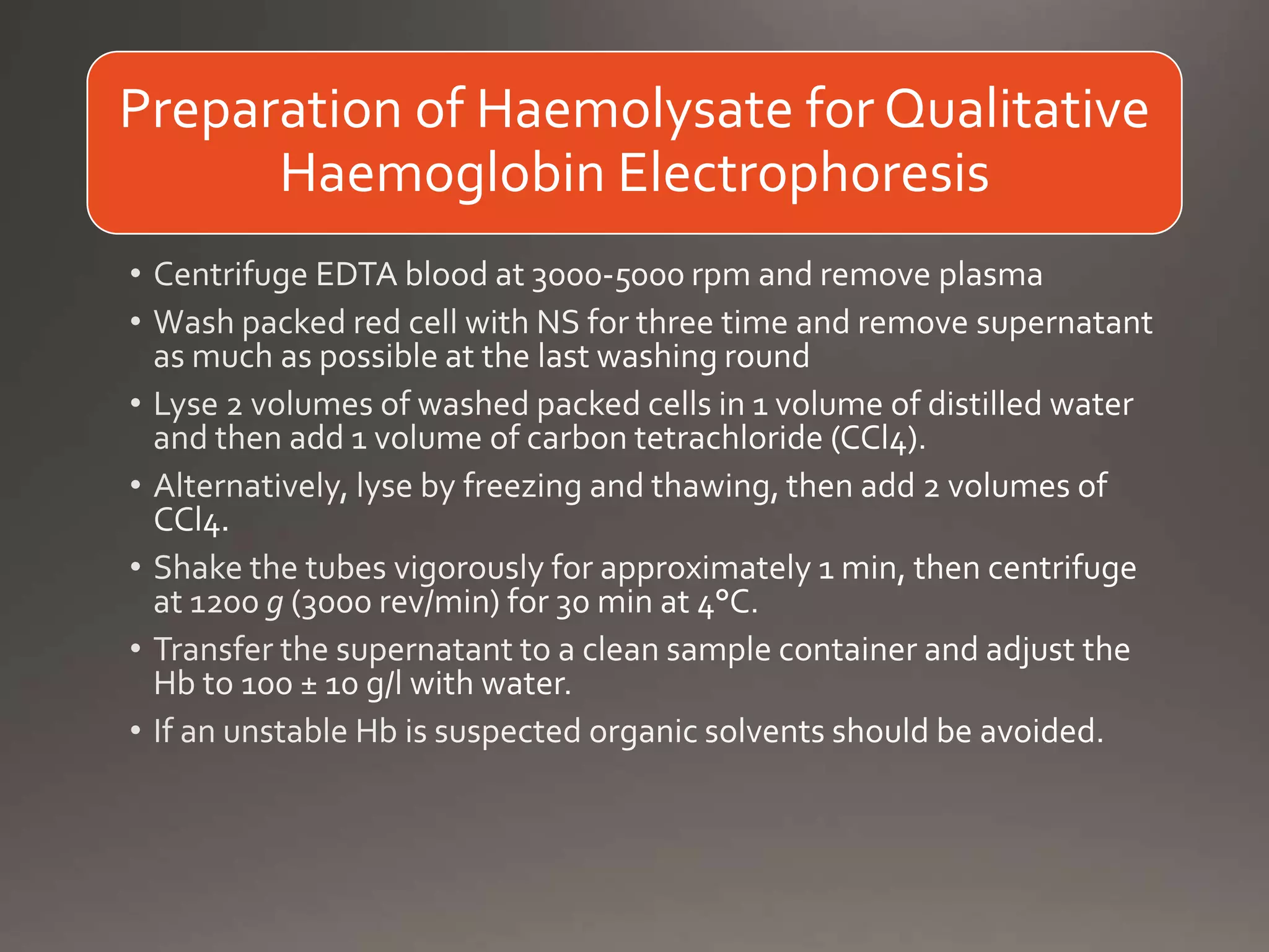 Hemoglobinopathies - Lab diagnosis | PPTX