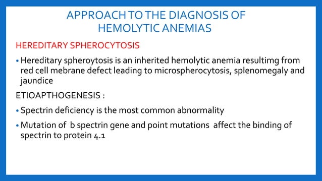 Approach to hemolytic anemias | PPTX | Blood Disorders | Diseases and ...