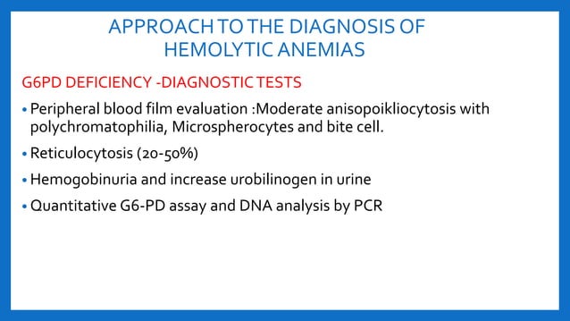 Approach to hemolytic anemias | PPTX | Blood Disorders | Diseases and ...