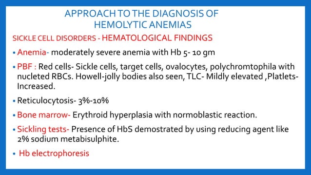 Approach to hemolytic anemias | PPTX | Blood Disorders | Diseases and ...