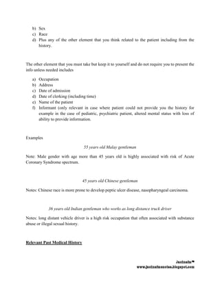 Approach to history taking in internal medicine posting | PDF