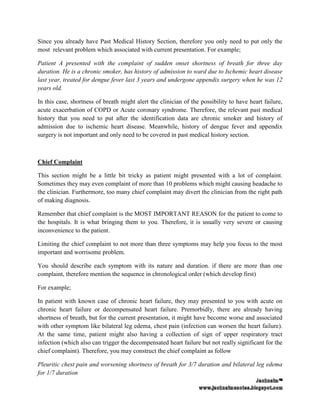 Approach to history taking in internal medicine posting | PDF