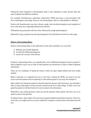 Approach to history taking in internal medicine posting | PDF