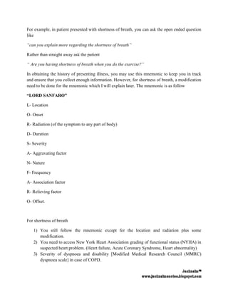 Approach to history taking in internal medicine posting | PDF