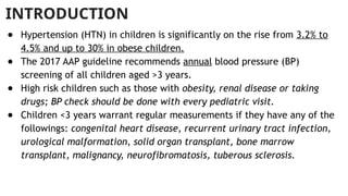 Approach to hypertension and management in pediatrics | PPTX
