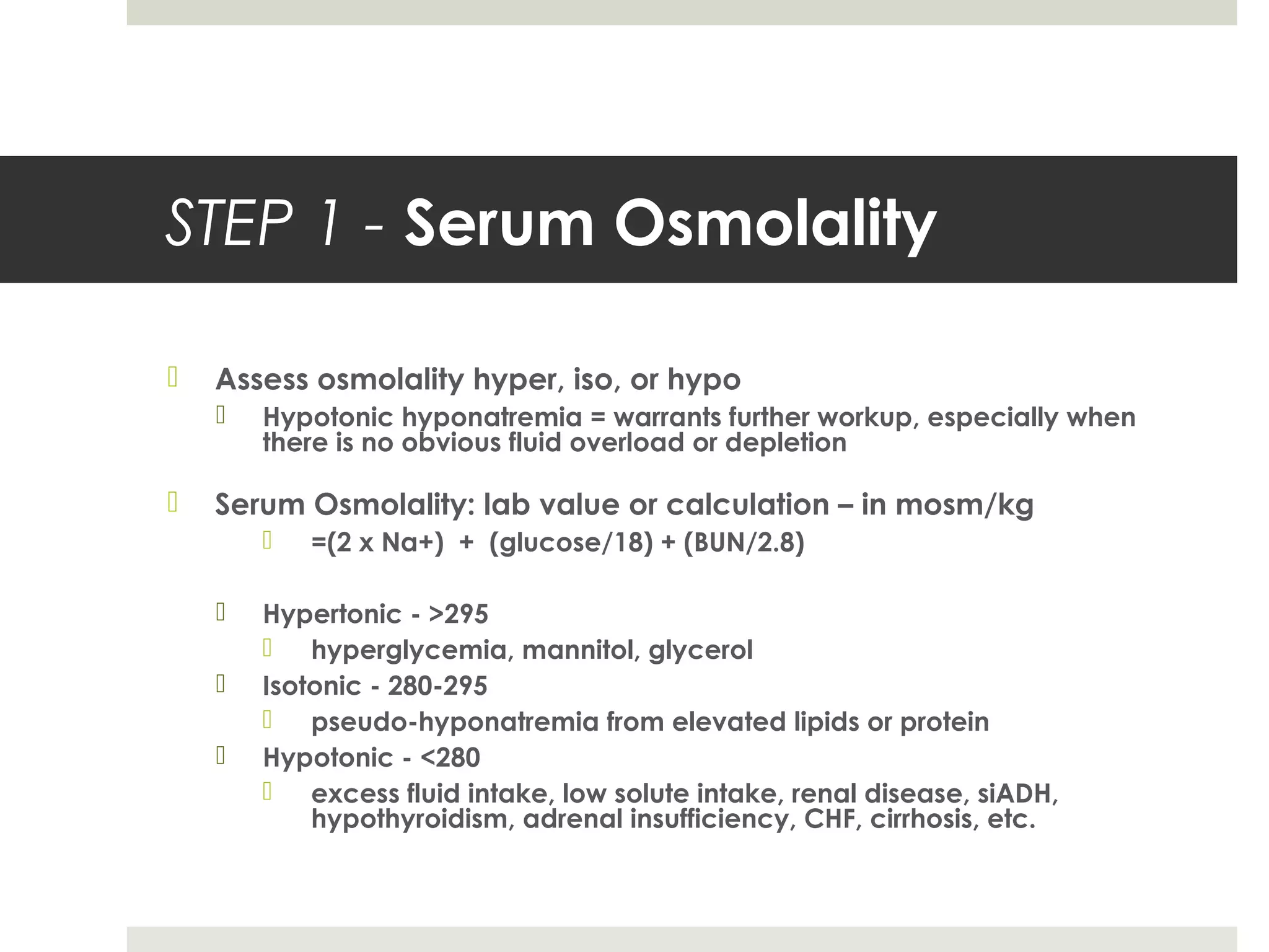 Approach to hyponatremia | PPT