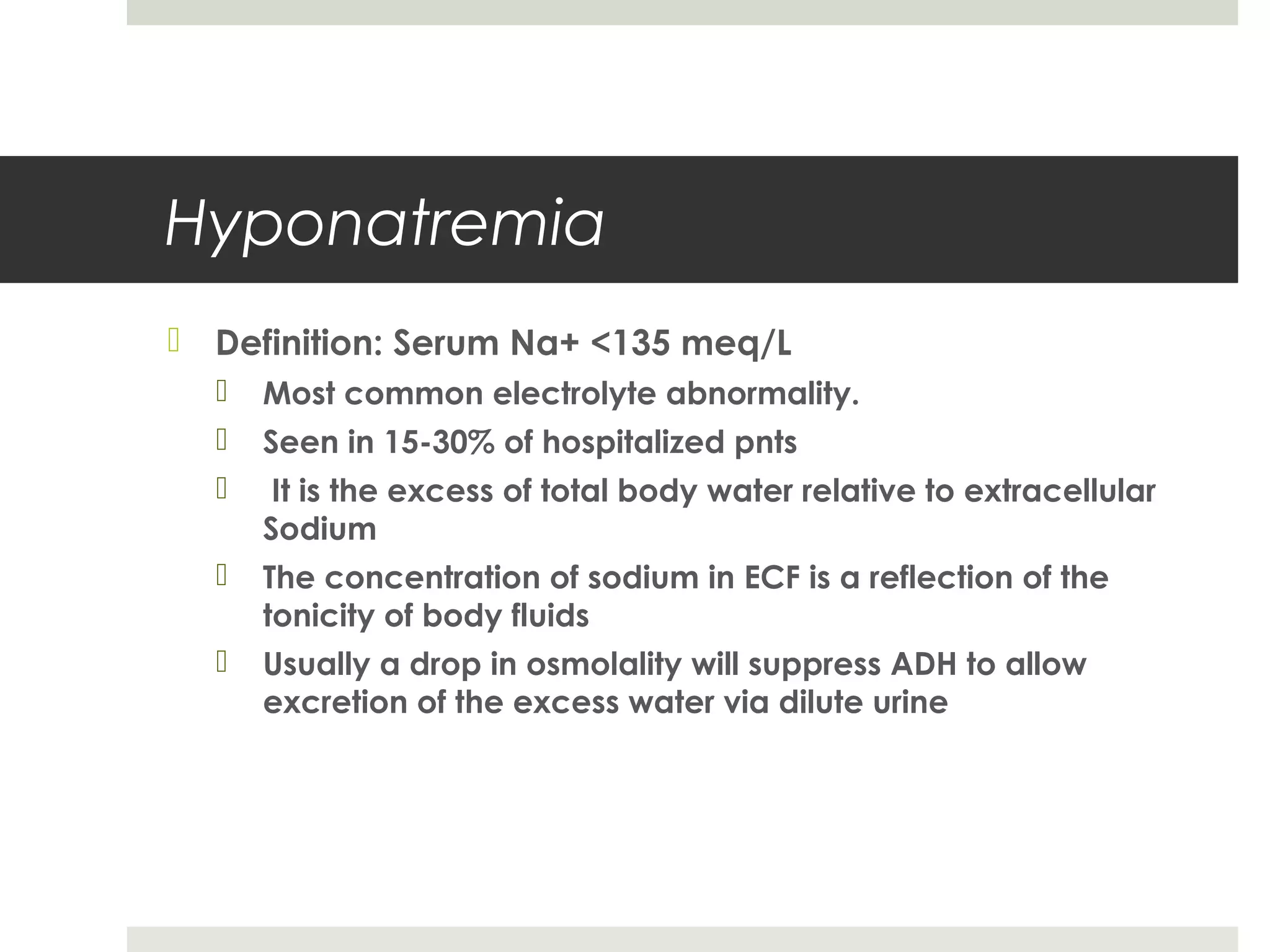 Approach to hyponatremia | PPT