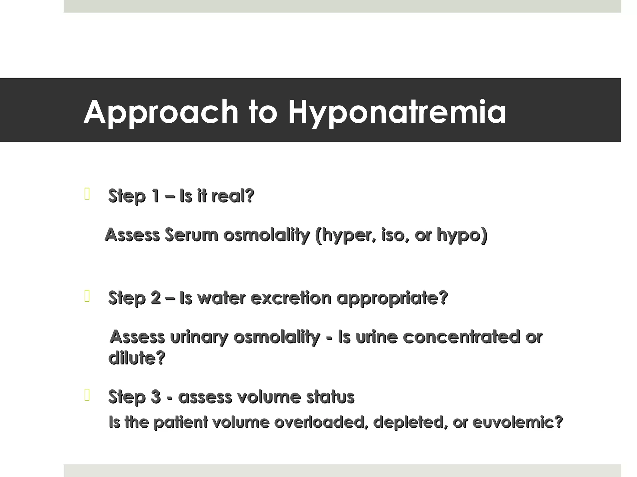 Approach to hyponatremia | PPT