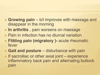approach to joint pain in pediatrics and treatment of join painpptx | PPTX