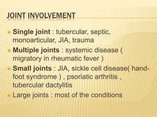 approach to joint pain in pediatrics and treatment of join painpptx | PPTX