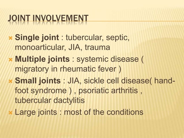 approach to joint pain in pediatrics and treatment of join painpptx ...