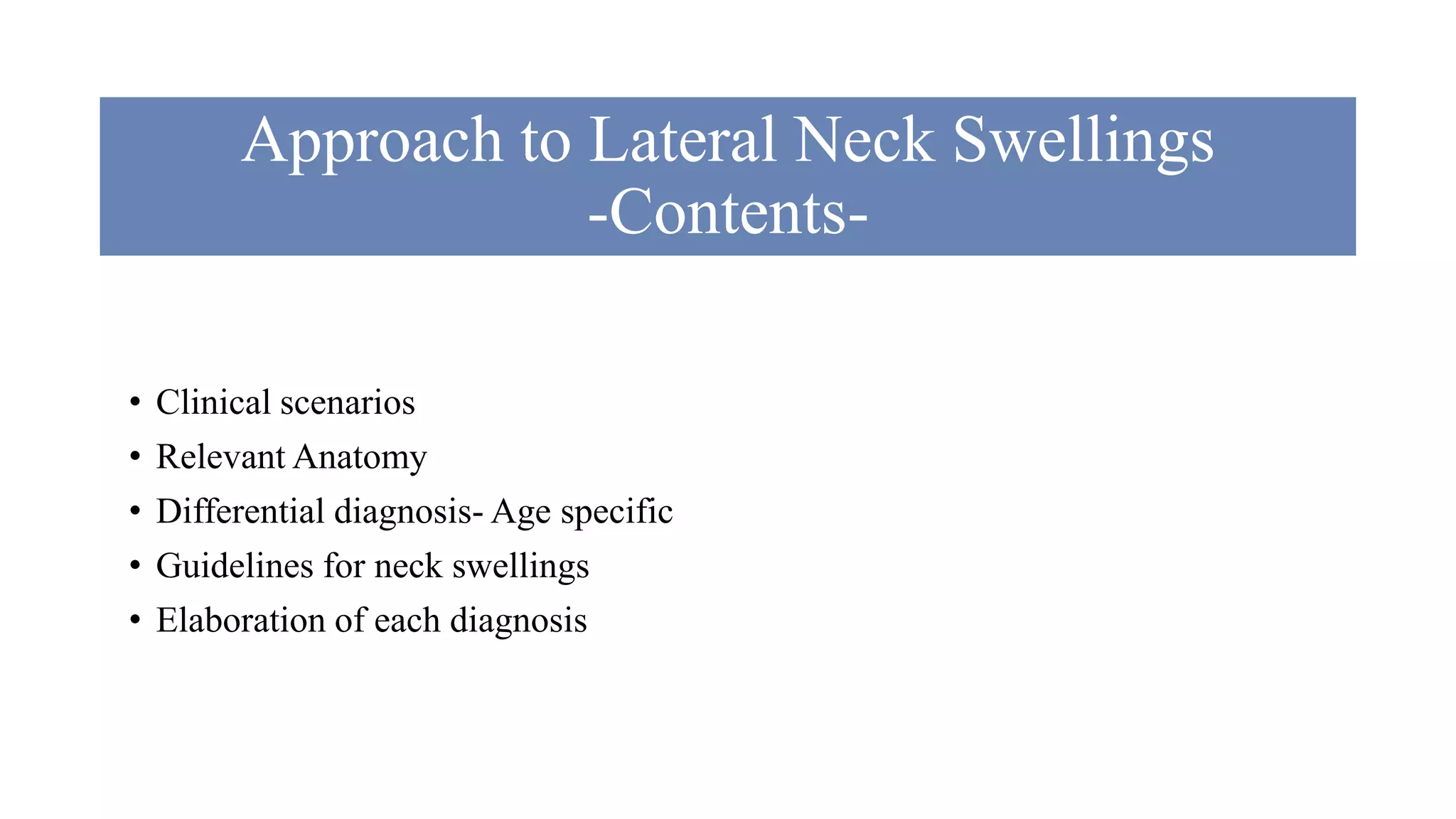 Approach to lateral neck swelling in adults and children | PPTX