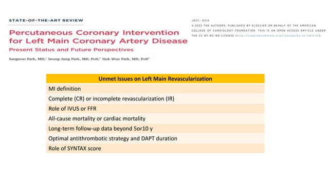 APPROACH TO LEFT MAIN CORONARY ARTERY DISEASE.pptx | Heart and ...
