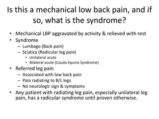 Approach to low back pain | PPTX