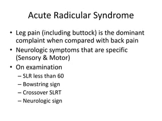Approach to low back pain | PPTX