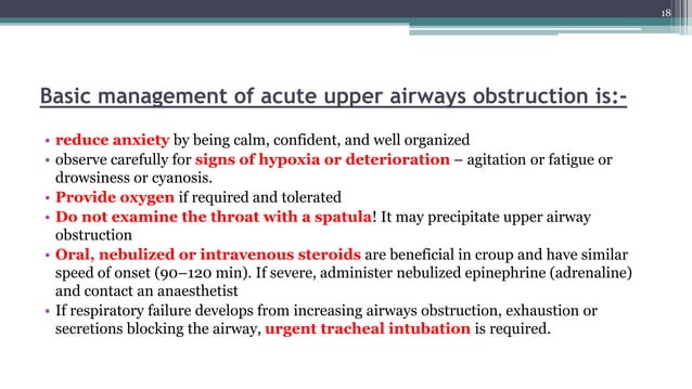 Approach to non-infectious Upper Airway Obstruction “Stridor” in ...