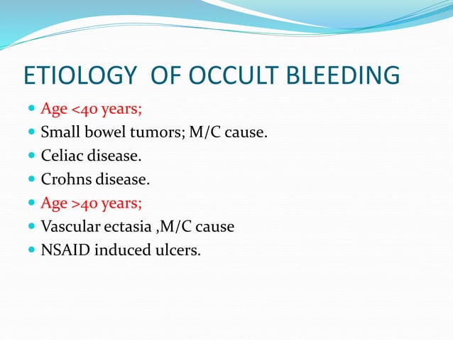 Approach to occult bleeding | PPTX | Blood Disorders | Diseases and ...
