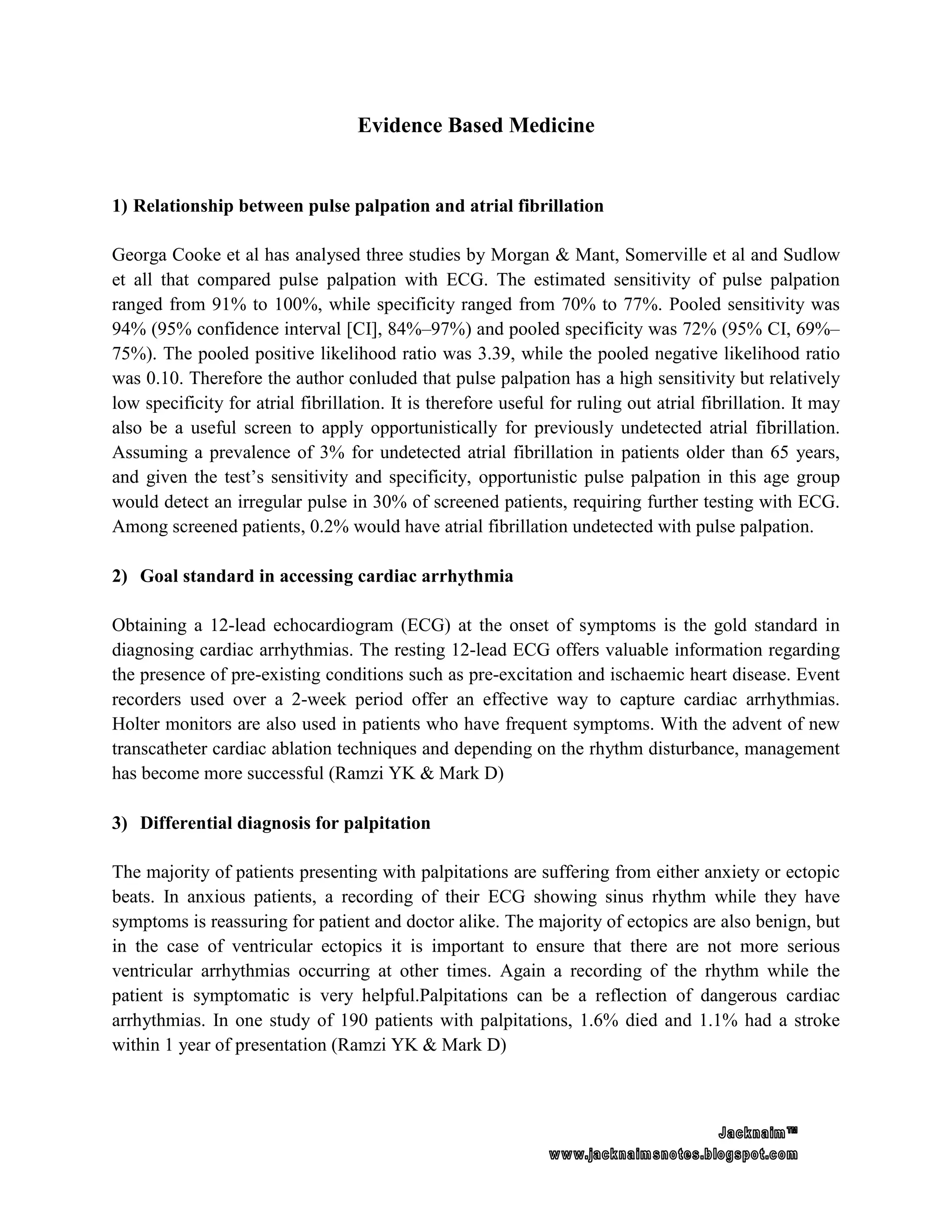 Approach to palpitation family medicine case discussion 2010 | PDF
