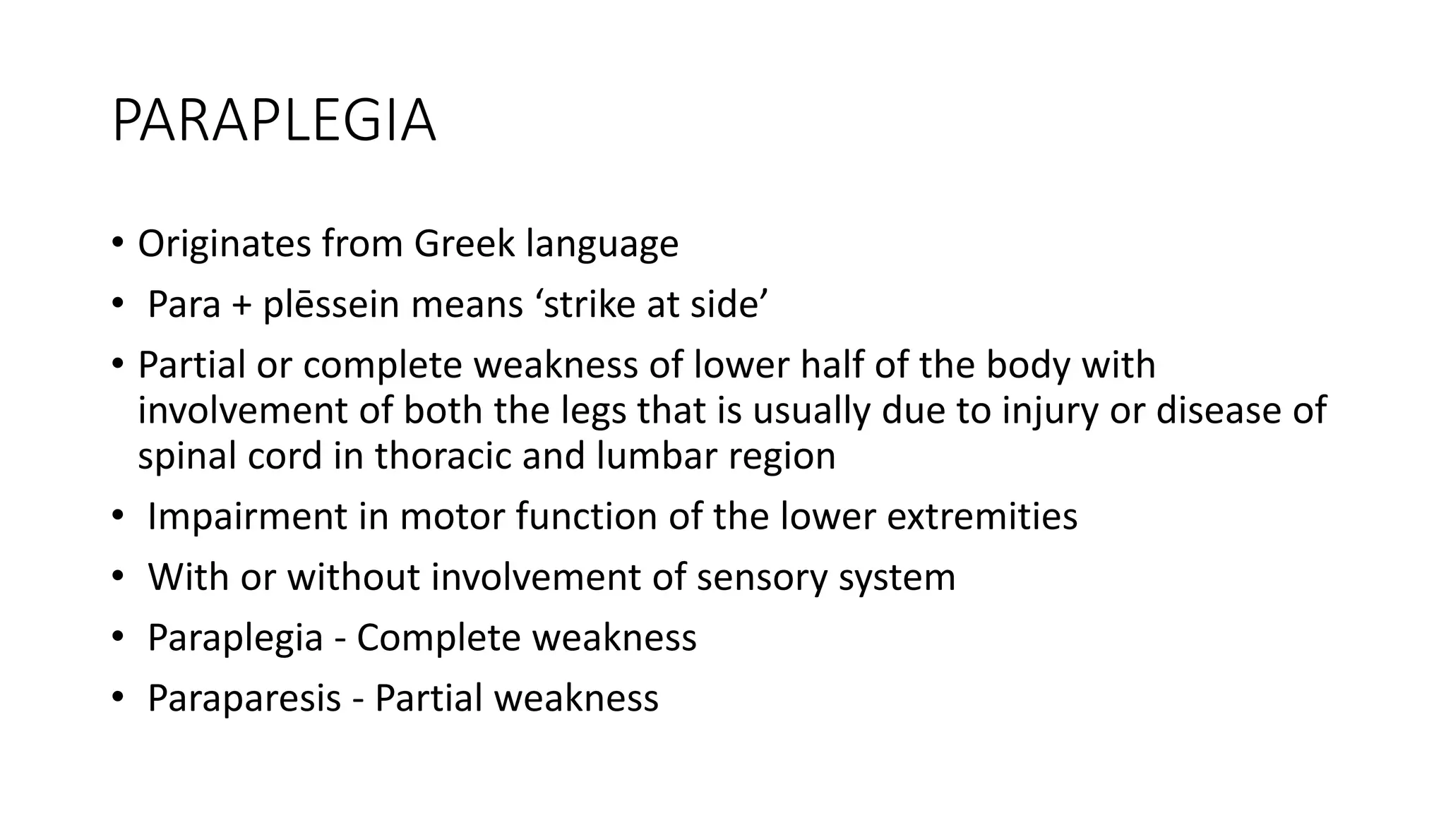 APPROACH TO PARAPLEGIA with neurological examination pdf | PPTX