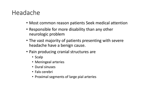 Approach to patient with headache | PPTX | Brain and Nervous System ...